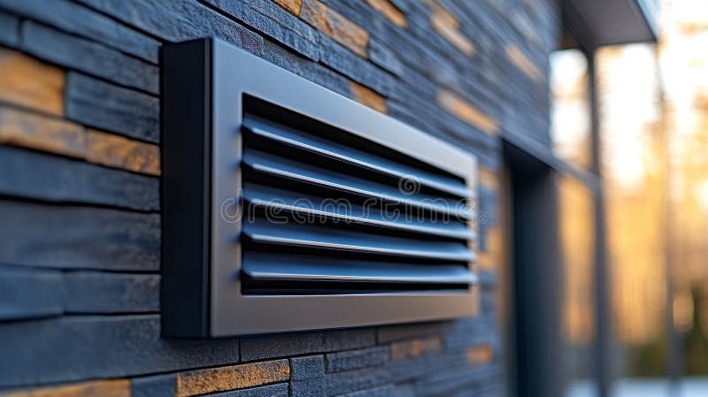 Close-up of a Modern Air Vent on a Stone Wall Exterior. Stock Photo ...