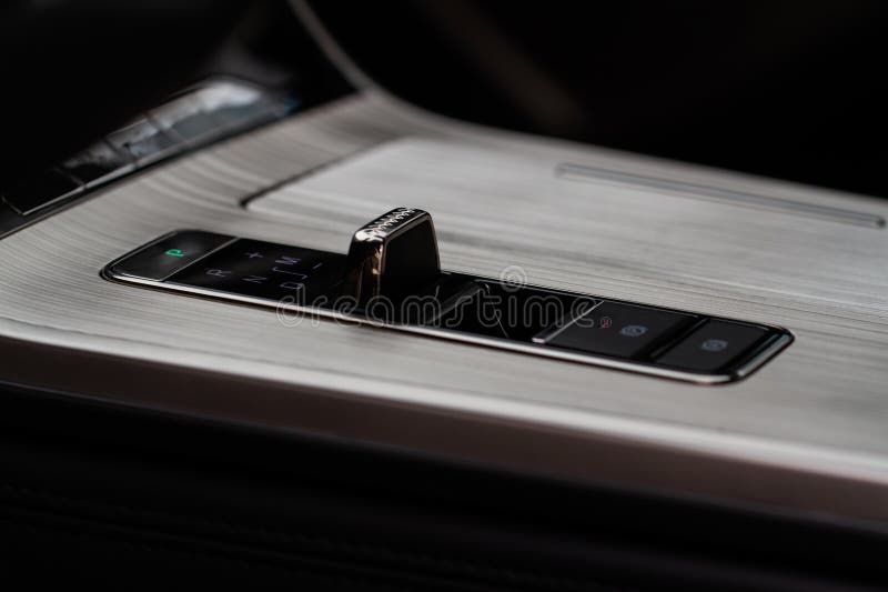 Close Up of the Modern Automatic Gearbox Lever. Stock Image - Image of ...