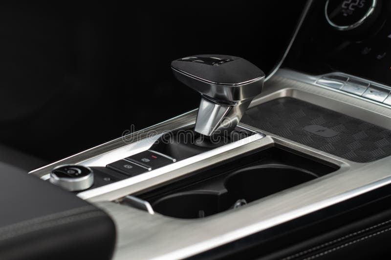 Close Up of the Modern Automatic Gearbox Lever. Stock Image - Image of ...