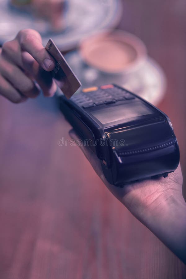 Close Up of a Modern Banking Terminal Stock Photo - Image of female ...