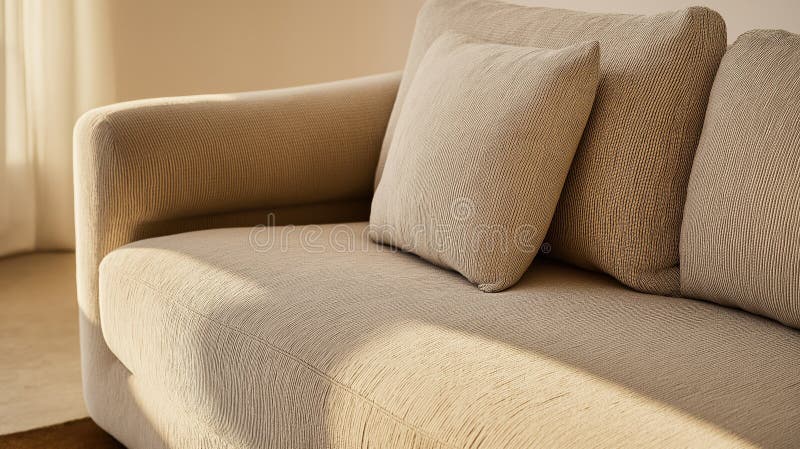 Close-up of a Modern Beige Sofa with Textured Fabric Stock Image ...