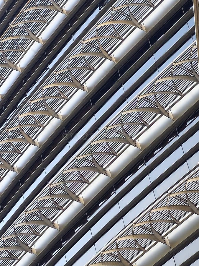 Close-up of a Modern Building Facade Featuring Repeating Geometric ...