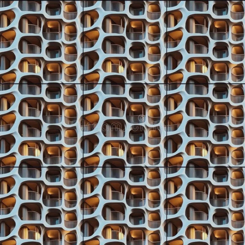 Close-up of a Modern Building Facade Featuring a Repeating Grid Pattern ...