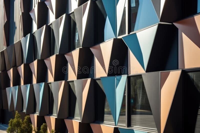 Close-up of Modern Building Facade with Geometric Shapes and Sleek ...