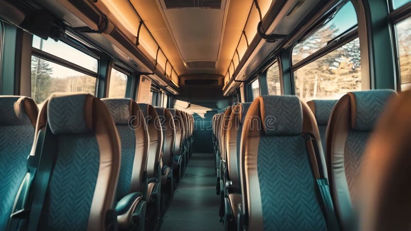 Close Up of Modern Bus Cabin with Empty Seats Stock Video - Video of ...