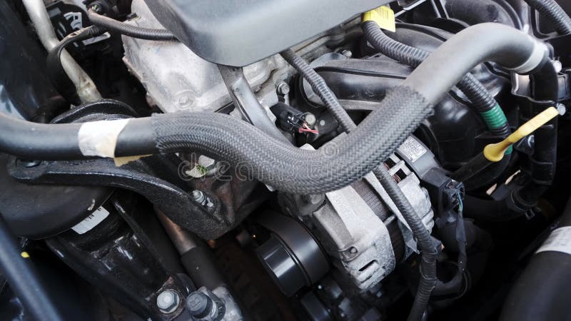 Close-up of a Modern Car Engine Compartment Showcasing Detailed ...