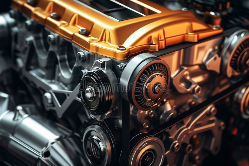 Close-up of a Modern Car Engine. Generative by Ai Stock Illustration ...