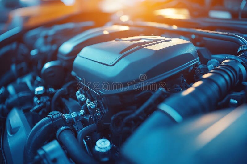 Close-up of Modern Car Engine Highlighting Intricate Components and ...