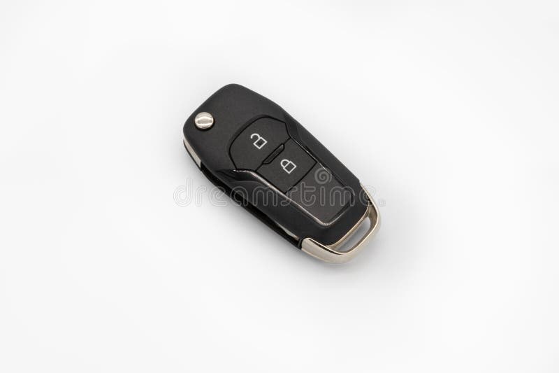 Close-up of a Modern Car Key with Remote Control on a White Background ...
