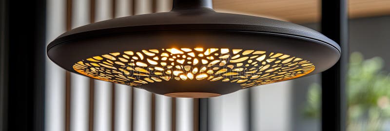 Close Up of a Modern Chandelier with Intricate Cutouts and Warm ...