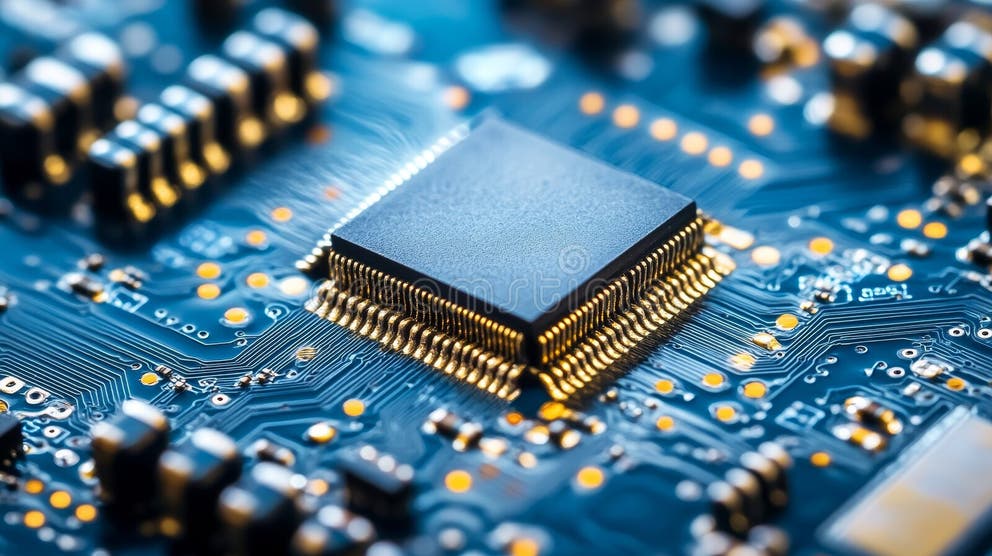 Close-up of a Modern Computer Chip on a Circuit Board, Electronic ...