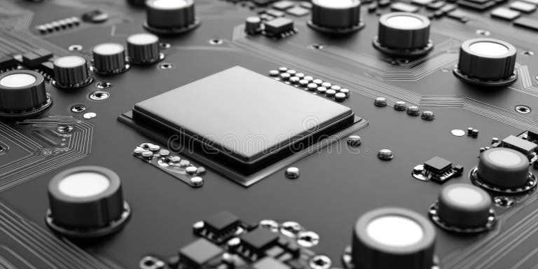 Close-up of a Modern Computer Circuit Board with a Powerful CPU ...