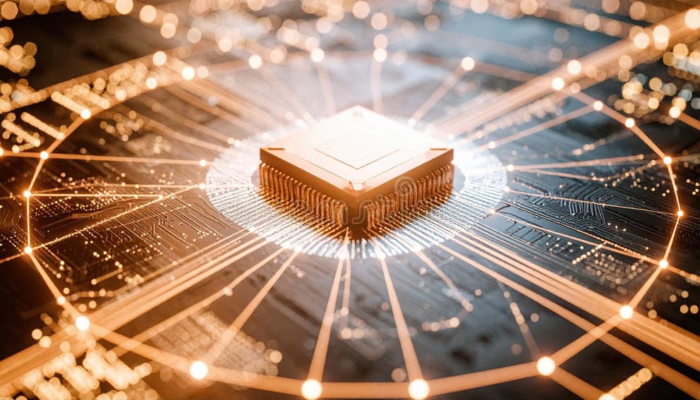 Close-up of a Modern Computer Microprocessor Chip with Intricate ...