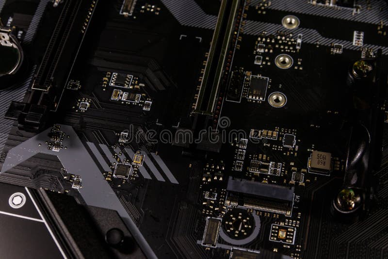 Close-up of Modern Computer Motherboard. Electronic Computer Hardware ...
