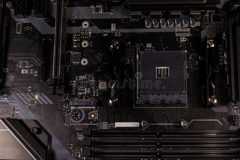Close-up of Modern Computer Motherboard. Electronic Computer Hardware ...