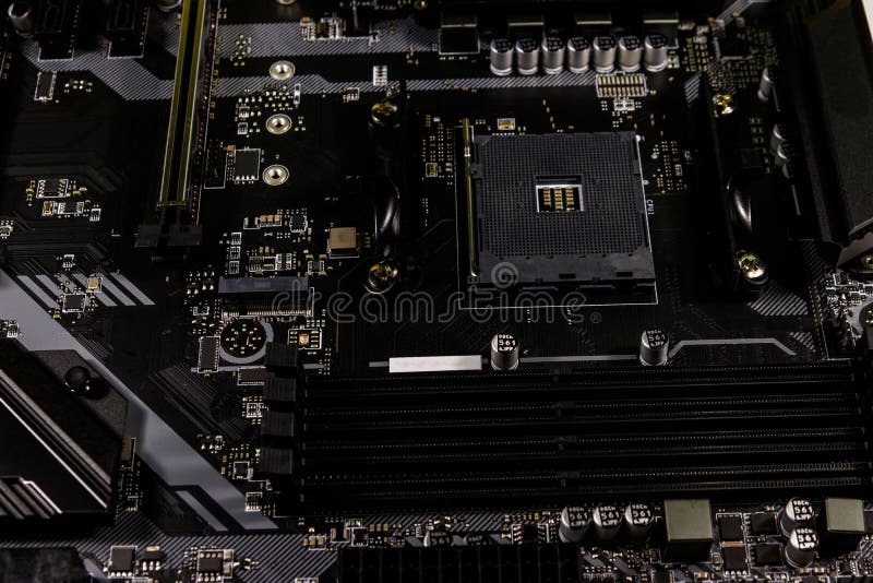 Close-up of Modern Computer Motherboard. Electronic Computer Hardware ...