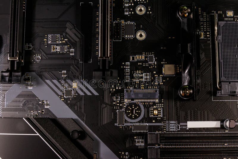 Close-up of Modern Computer Motherboard. Electronic Computer Hardware ...