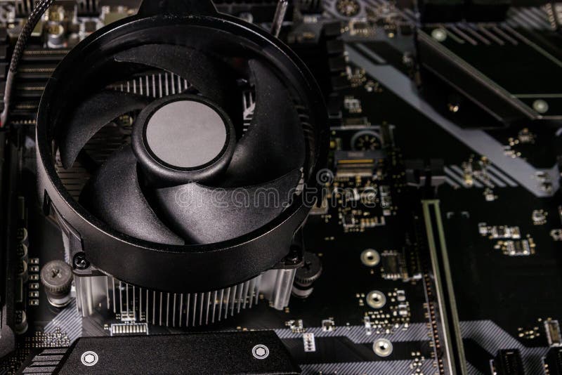 Close-up of Modern Computer Motherboard with Installed Cpu and Cooler ...