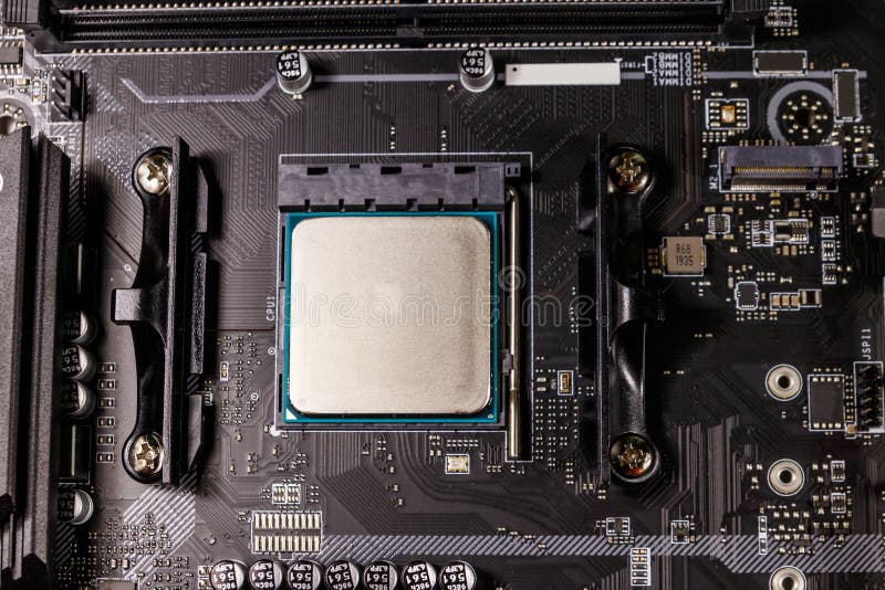 Close-up of Modern Computer Motherboard with Installed Cpu. Electronic ...