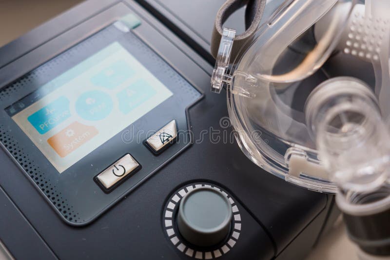 Close-Up of a Modern CPAP Machine with Control Panel and Mask Stock ...