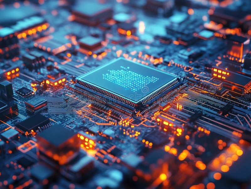 Close-up of a modern CPU stock photo. Image of data - 364264096