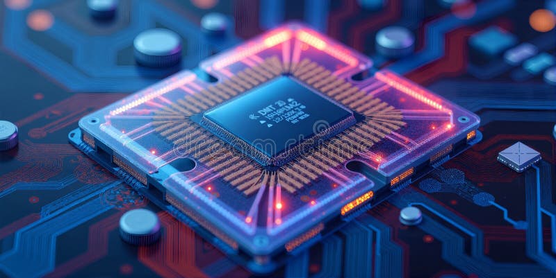 Close-up of a Modern CPU, Revealing Intricate Internals for AI and ...