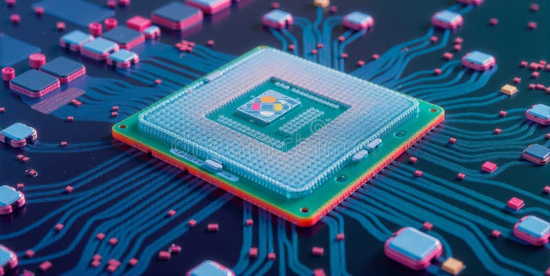 Close-up of a Modern CPU, Revealing Intricate Internals for AI and ...