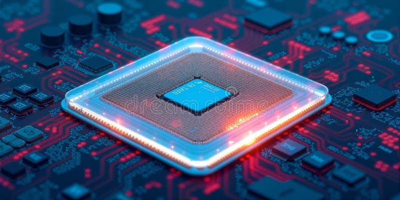 Close-up of a Modern CPU, Revealing Intricate Internals for AI and ...