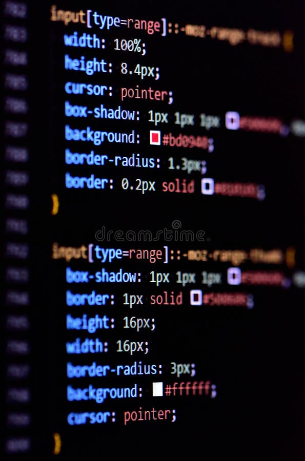 Close Up Of Modern Css3 Cascade Style Sheet Programming Code For Html Coding Vertical Photo