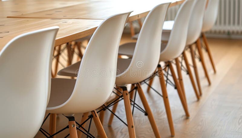Close Up of a Modern Dining Room Featuring a Wooden Table and ...