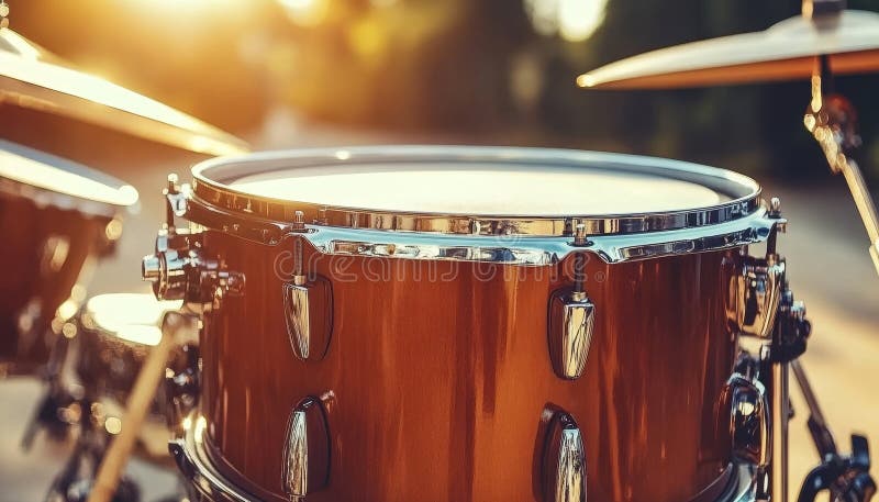 Close-up of a Modern Drum Set on Stage Ready for a Concert Performance ...