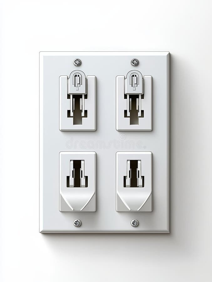 Closeup of a Modern Electrical Outlet Mounted on a White Wall ...