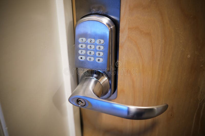 A Close-up of a Modern Electronic Door Lock with a Keypad and Lever ...