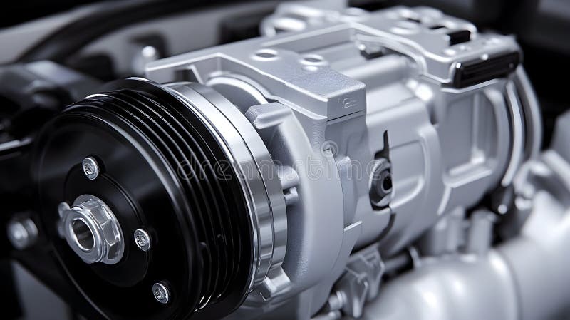 Close-up of Modern Engine Component with Metallic Details and Precision ...