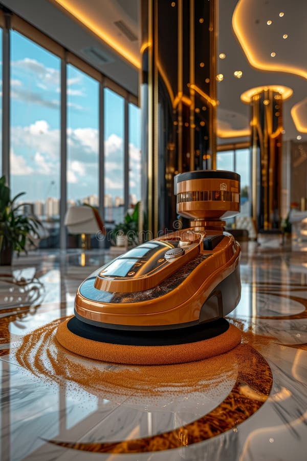 Close Up of Modern Floor Polishing Machine Enhancing Shine on Polished ...