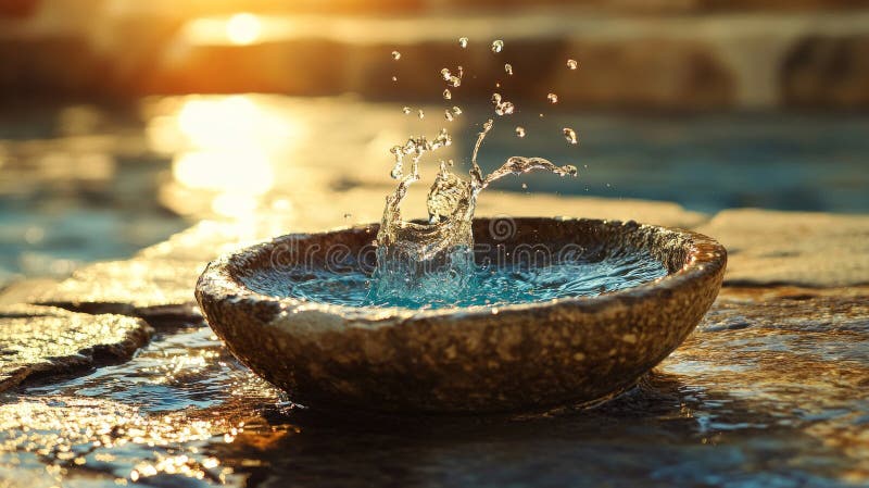 Close-up of a Modern Fountain, Displaying Water Splashing in Every ...