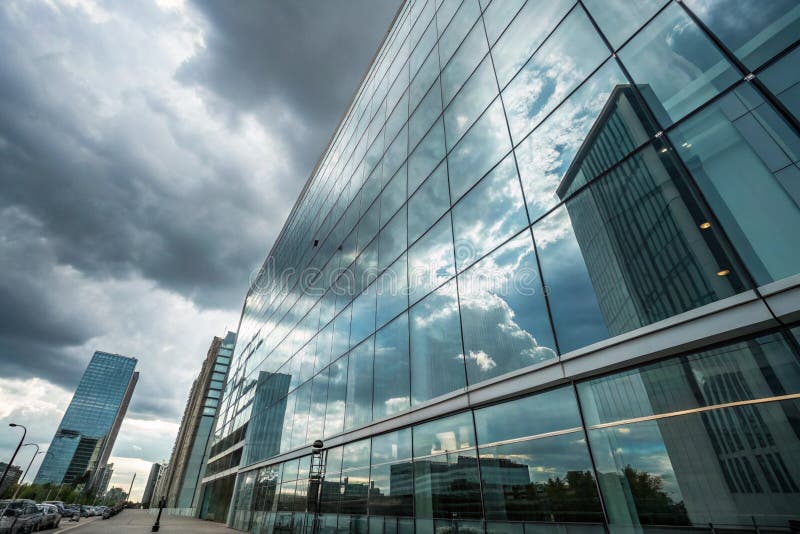Close-up of Modern Glass Office Building with Reflections Stock ...