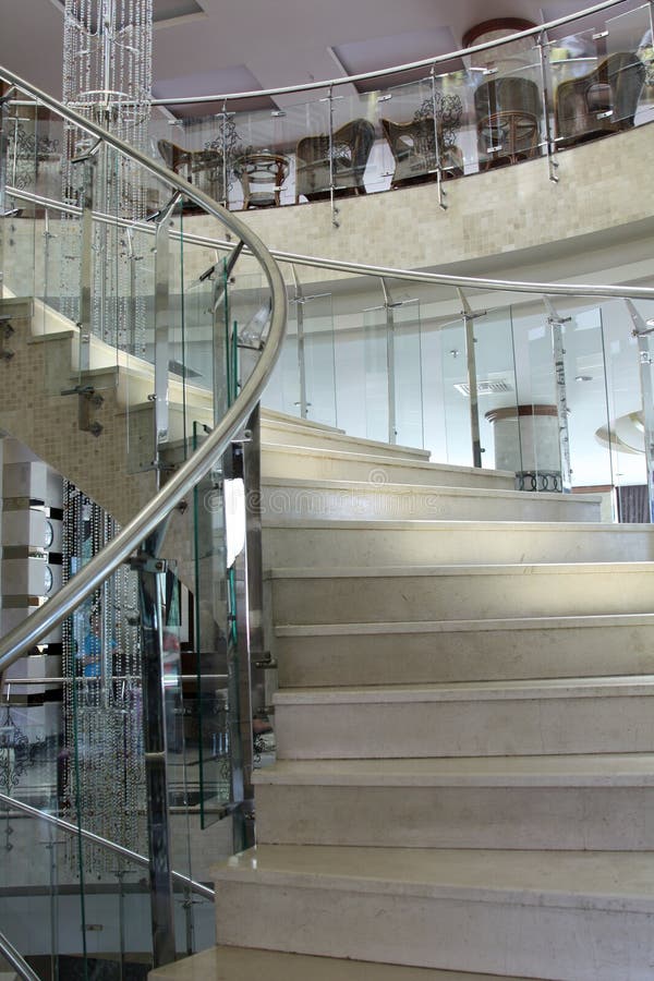 Close-up Modern Glass Staircase Stock Image - Image of perspective ...