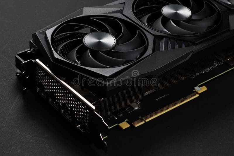 A Close Up of a Modern GPU Graphic Card on Dark Background Stock Photo ...