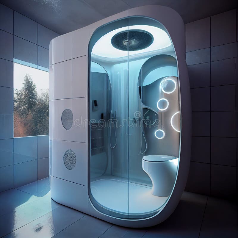 Close Up Modern Grid Shower In The White Ceramic Bath Room Stock