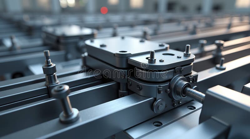 Close-Up of Modern Industrial Linear Motion System in Manufacturing ...