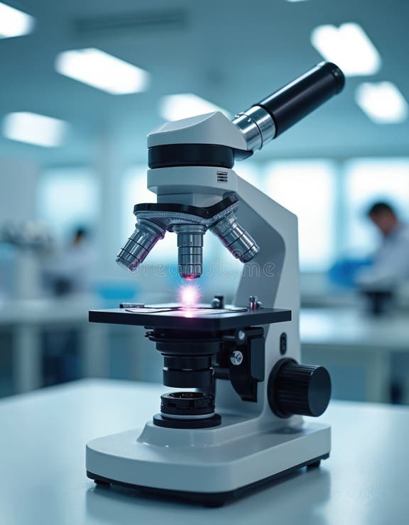 Close-up of Modern Lab Microscope on Table Scientific Research ...
