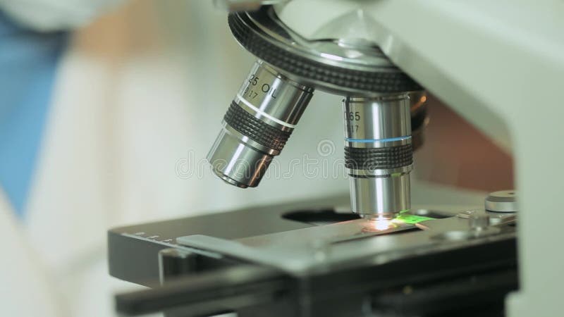 Close-up of a Modern Laboratory Microscope Stock Footage - Video of ...