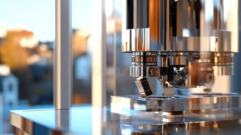 Close-up of Modern Laboratory Microscope in Sunlit Research Facility ...