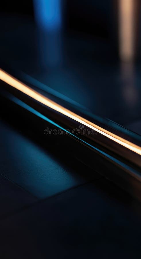 Close-up of Modern Led Light Fixture with Blue and Gold Ambient ...