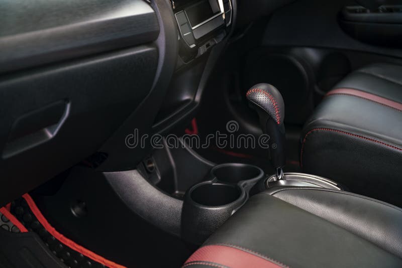 Close Up Modern Luxury Car Interior in Dark Tone Stock Image - Image of ...
