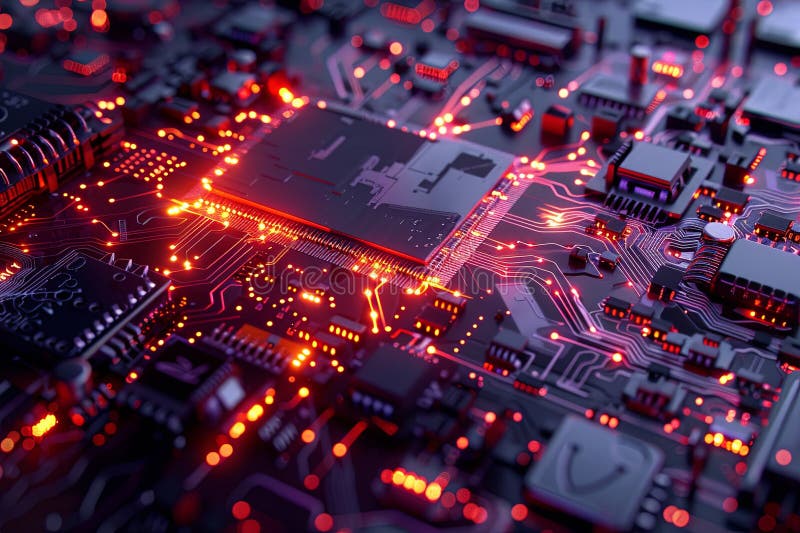 Close-up of a Modern Microprocessor on a Motherboard, with Intricate ...