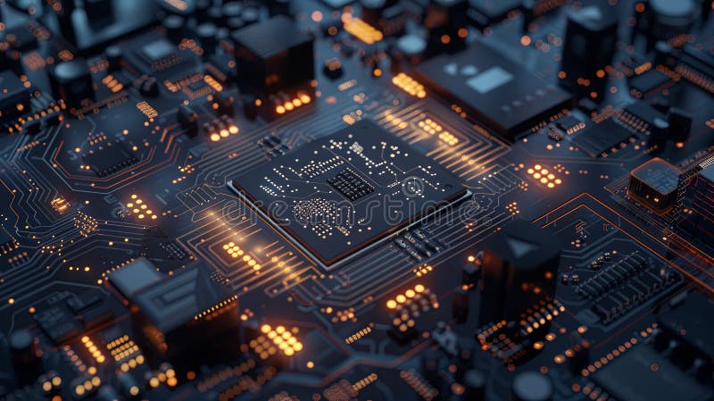 A Close-up of a Modern Microprocessor on a Motherboard with Intricate ...