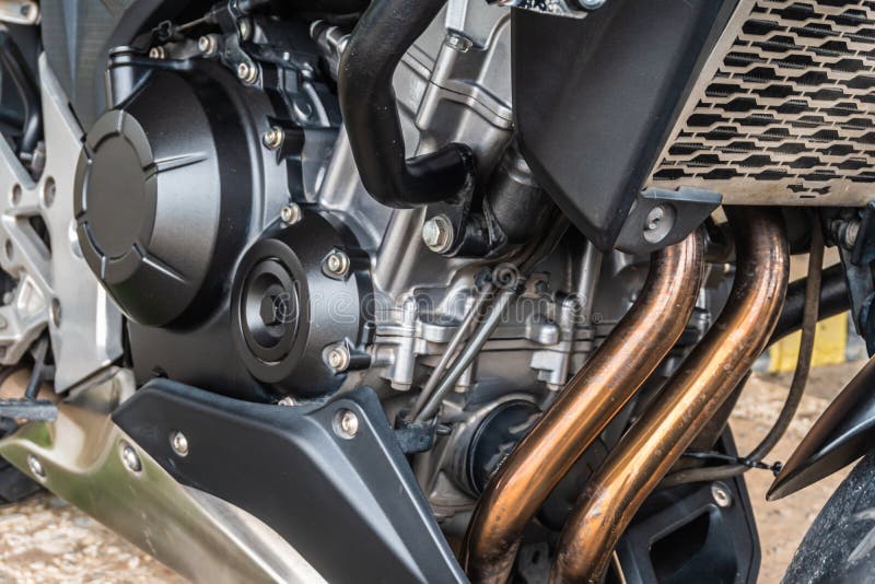 Close Up of Modern Motorcycle Engine Detail and Structure. Stock Photo ...