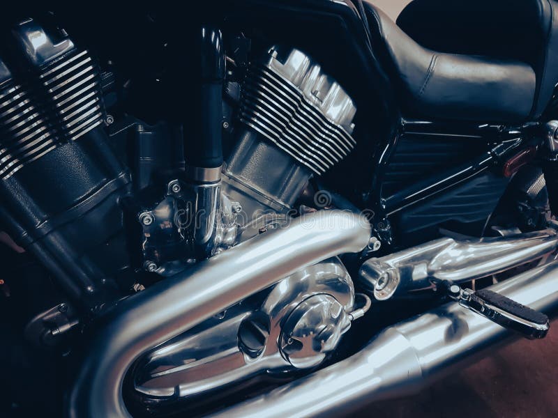 Close Up. Modern Motorcycle in the Workshop Stock Photo - Image of ...